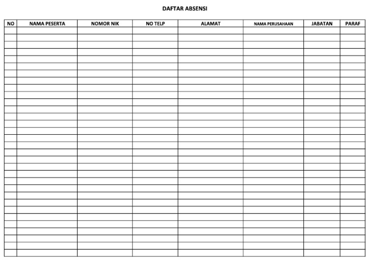 Daftar Absen | PDF