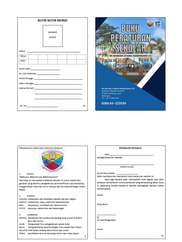 Buku Peraturan Sekolah SKBUD4 Terkini | PDF