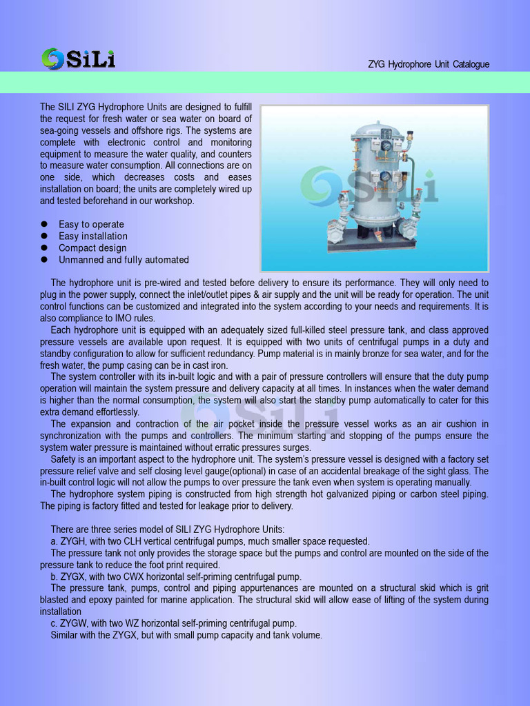 Marine Hydrophore Units Guide | PDF | Pump | Valve