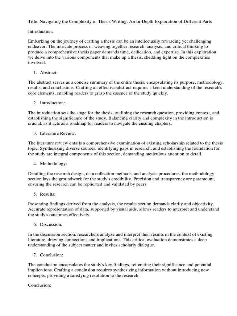 Different Parts of Thesis Paper | PDF | Thesis | Methodology
