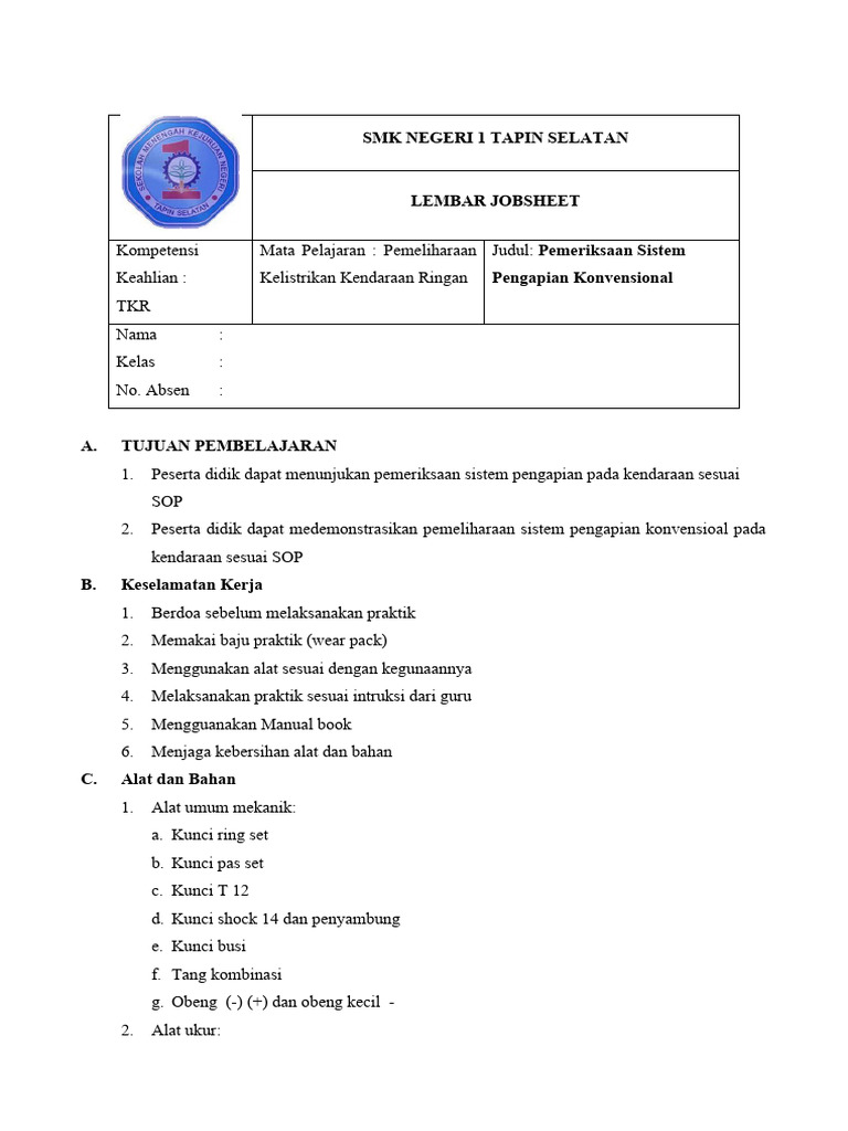 Jobsheet Sistem Pendingin | PDF | Griya & Taman | Teknologi & Rekayasa