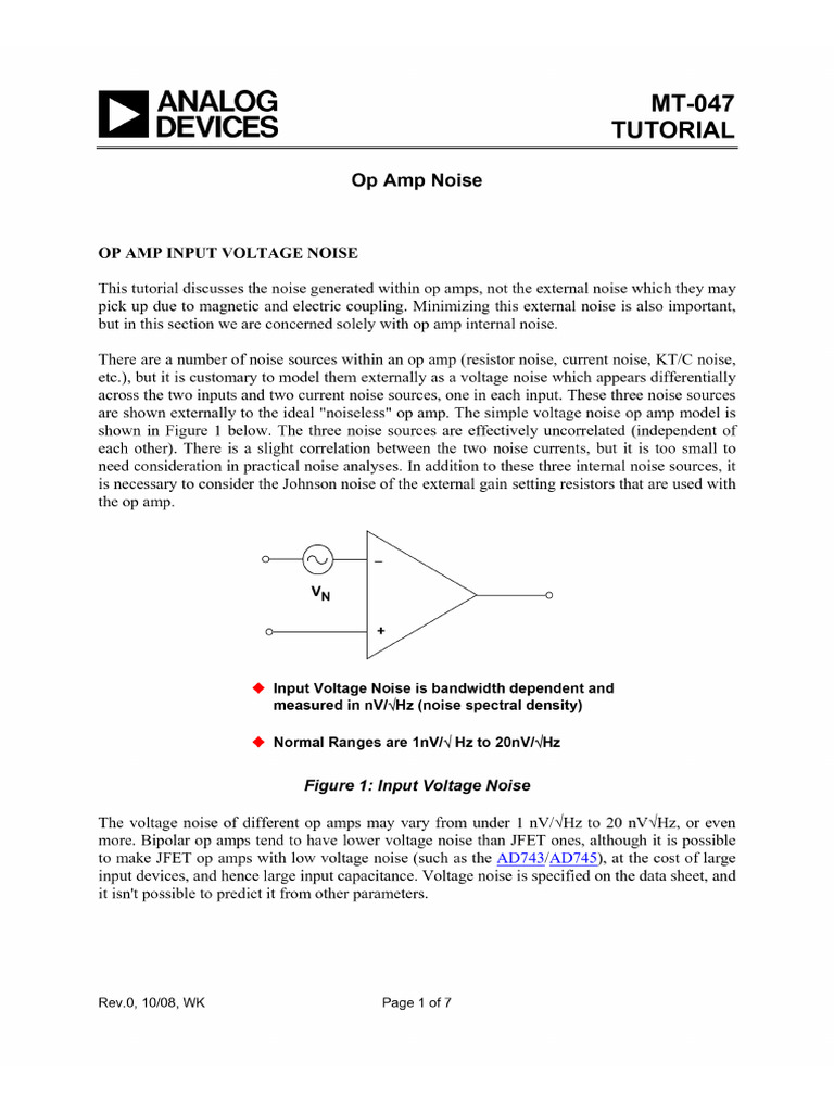MT-047 Op Amp Noise - MT-047 | PDF