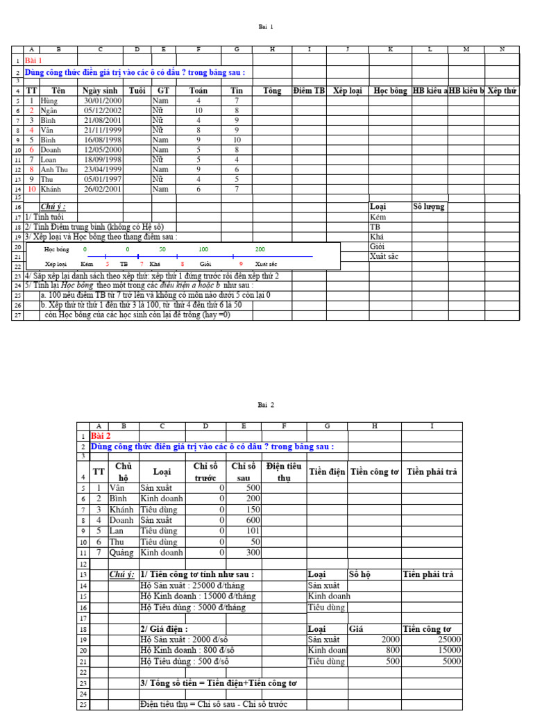 2. Bài Tập Excell | PDF