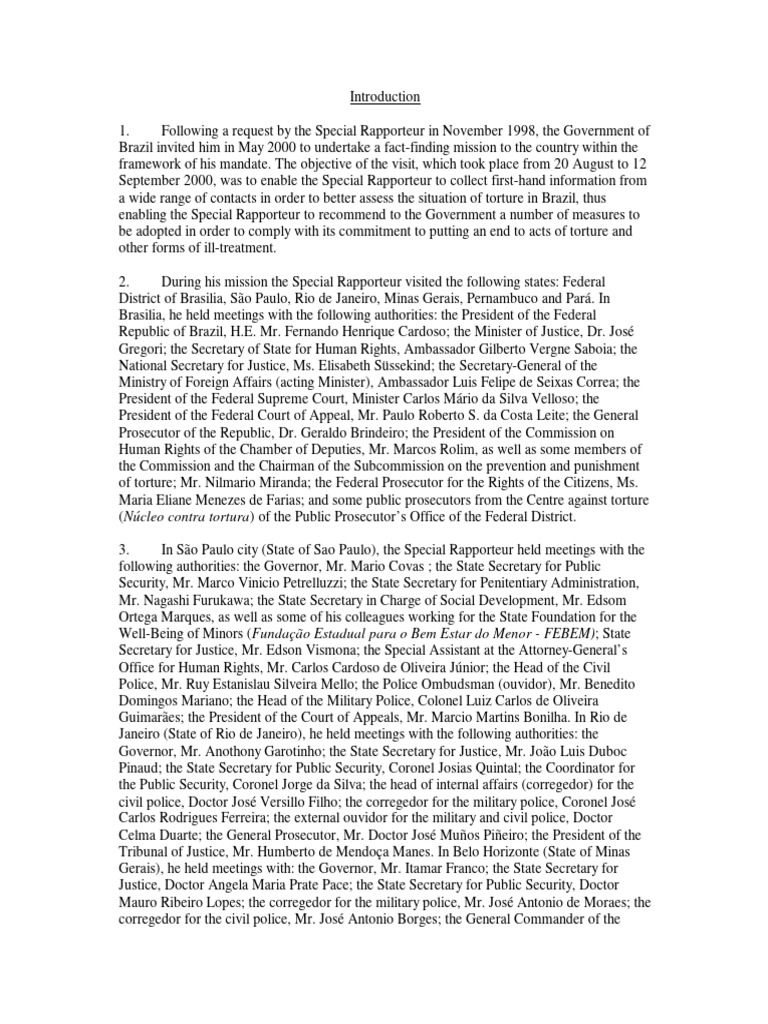 Reporton Torture Brazil Pdf Torture Prison