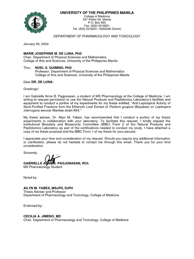 Thesis Experiment Request for Lab Access | PDF
