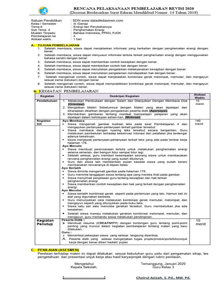 Disusun Berdasarkan Surat Edaran Mendikbud Nomor: 14 Tahun 2019 | PDF