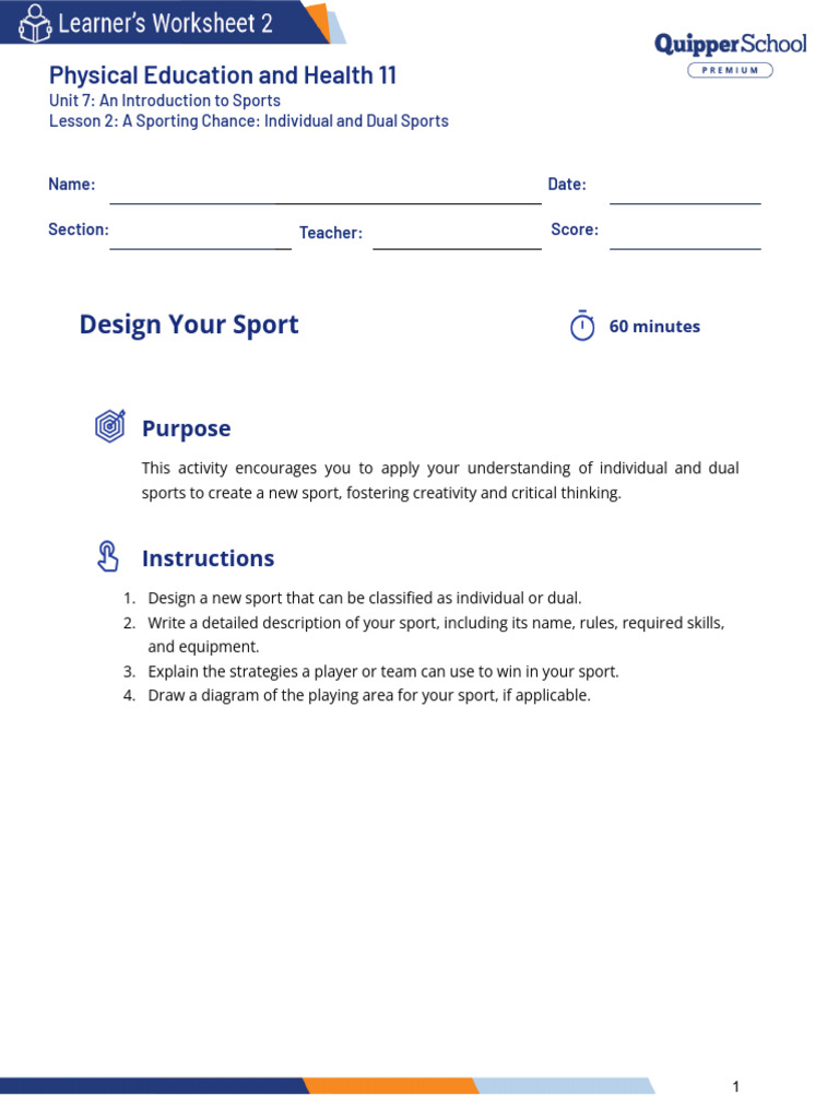Designing Individual and Dual Sports | PDF | Learning | Sports