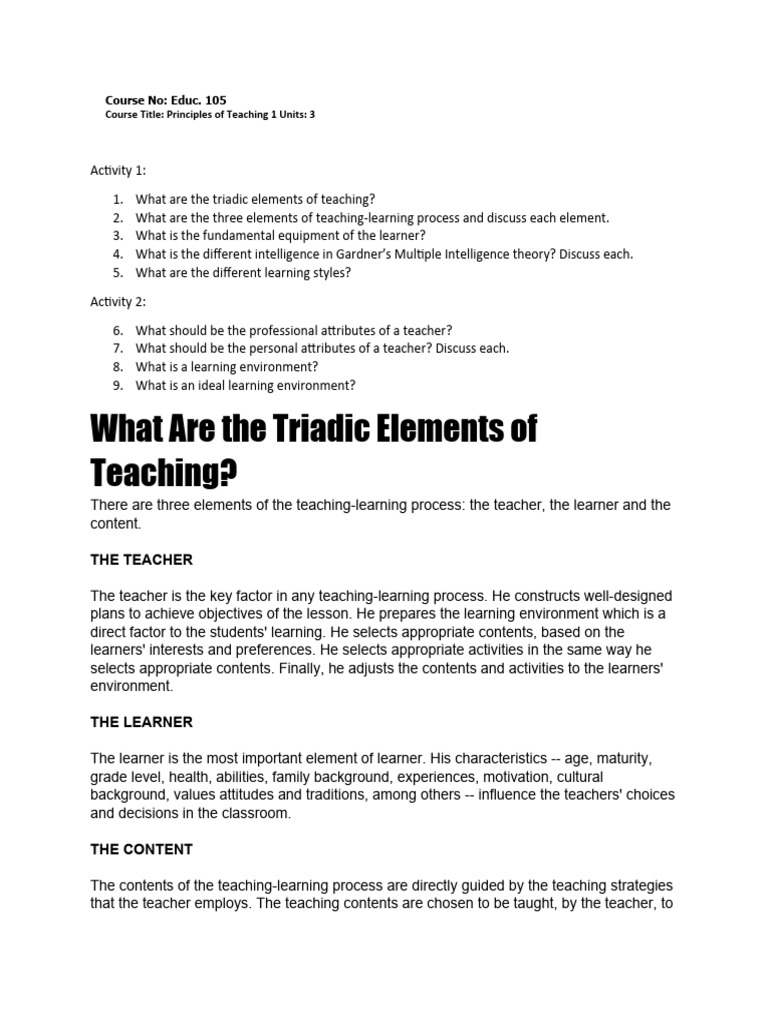 Educ 105 Activity 1&2 | Download Free PDF | Teachers | Learning