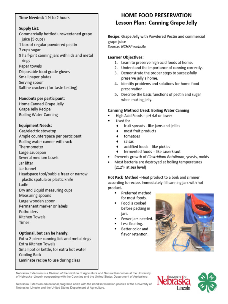 lesson-plan-canning-grape-jelly | PDF | Fruit Preserves | Canning