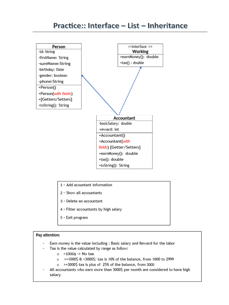 02 Interface List Inheritance | PDF | Salary | Computer Programming
