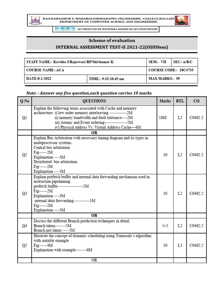 18cs733 2021#2 KJ RP SK Scheme | Download Free PDF | Cpu Cache | Computer Data Storage