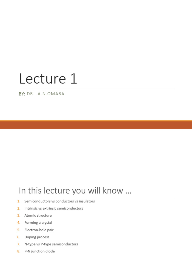 Lecture 1 | PDF | P–N Junction | Semiconductors