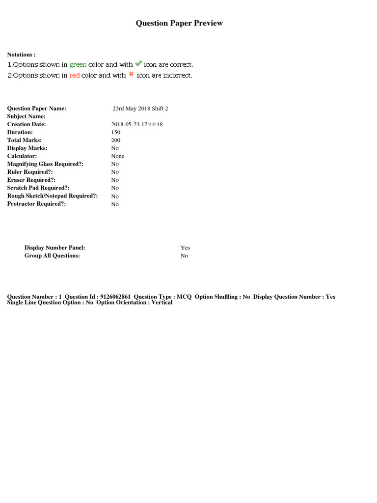 Question Paper Preview: 23rd May 2018 Shift 2 2018-05-23 17:44:48 150 ...
