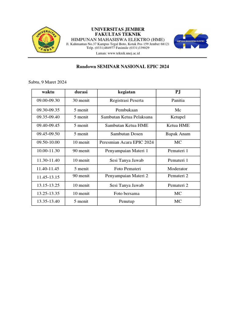 Rundown Semnas 2024 | PDF