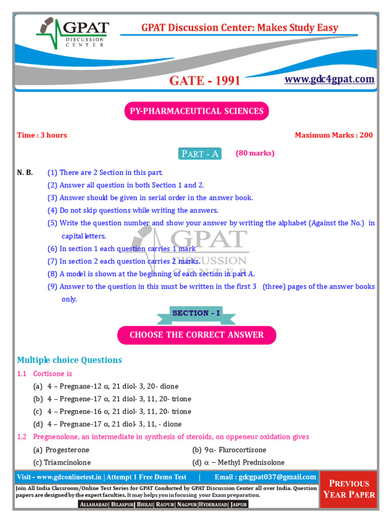 Privious Year Question 1991 | PDF | Acid | High Performance Liquid ...