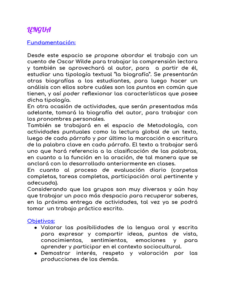 1ra Unidad Didactica 2024 | PDF | Palabra | Sustantivo