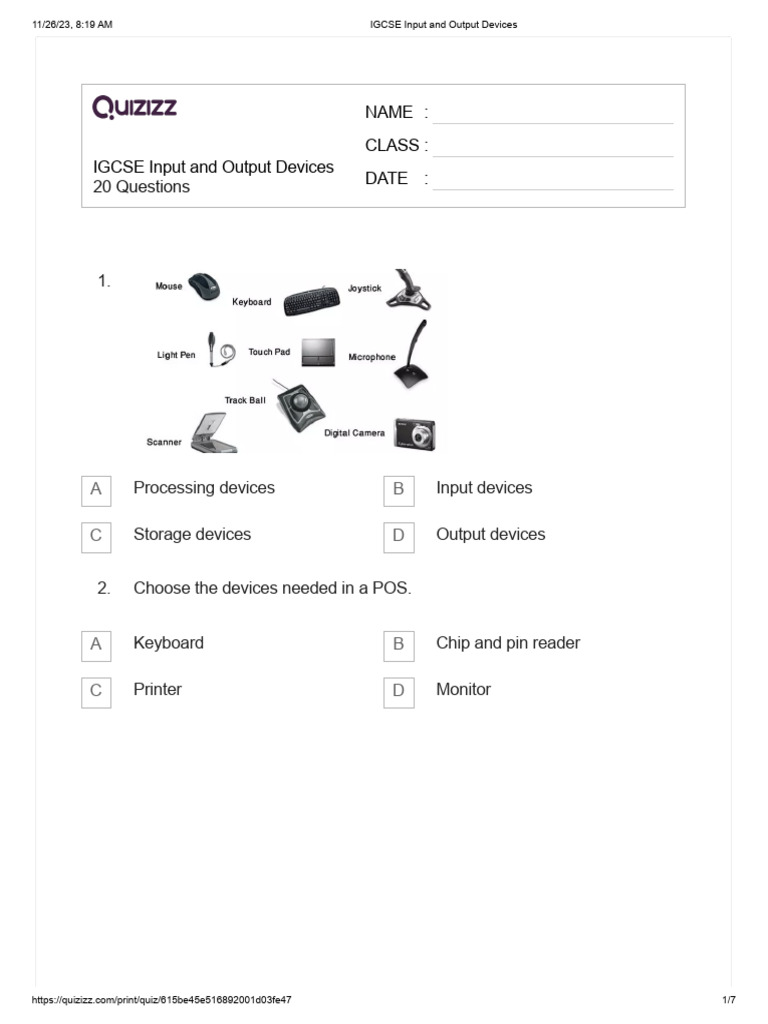 IGCSE Input and Output Devices | PDF | Printer (Computing) | Oled