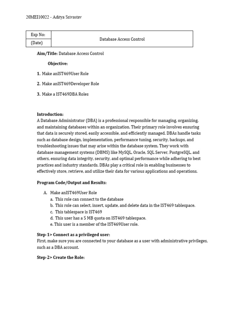 Exp - 1 (Database Security) | PDF | Databases | Information Technology Management