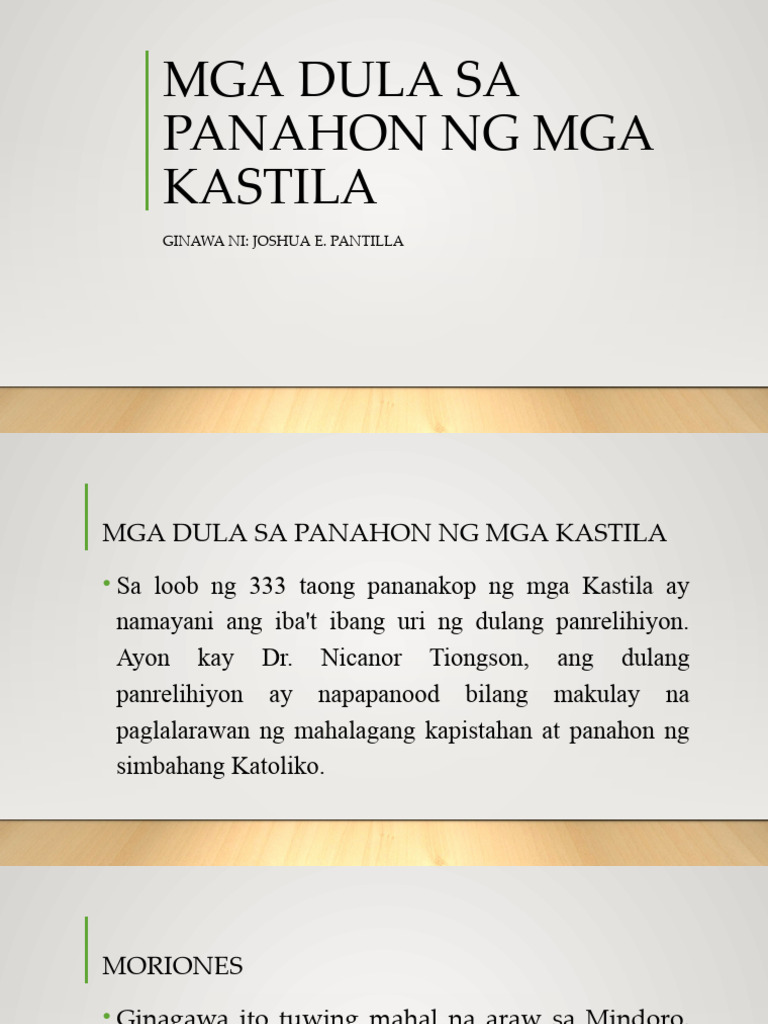 Pantilla-Mga Dula Sa Panahon NG Mga Kastila | PDF