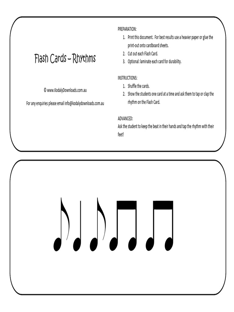 Rhythm Flash Cards for Classroom Use | PDF