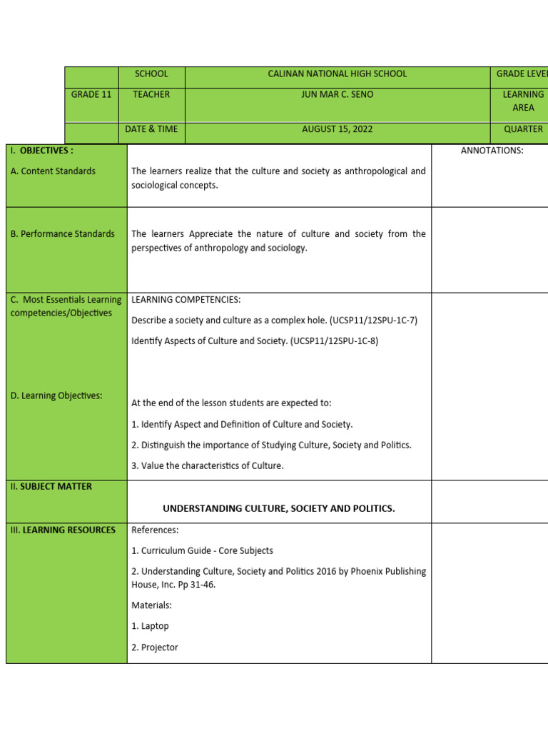 LESSON PLAN | PDF | Learning | Teachers