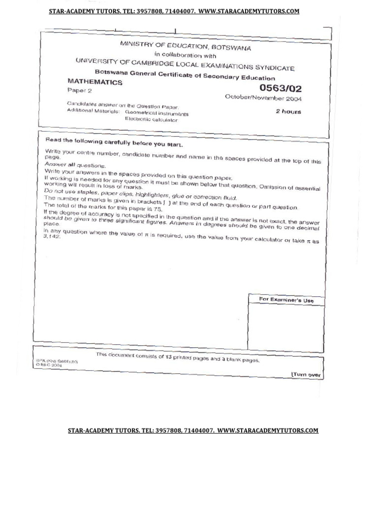 BGCSE Mathematics Paper 2 Resources | PDF
