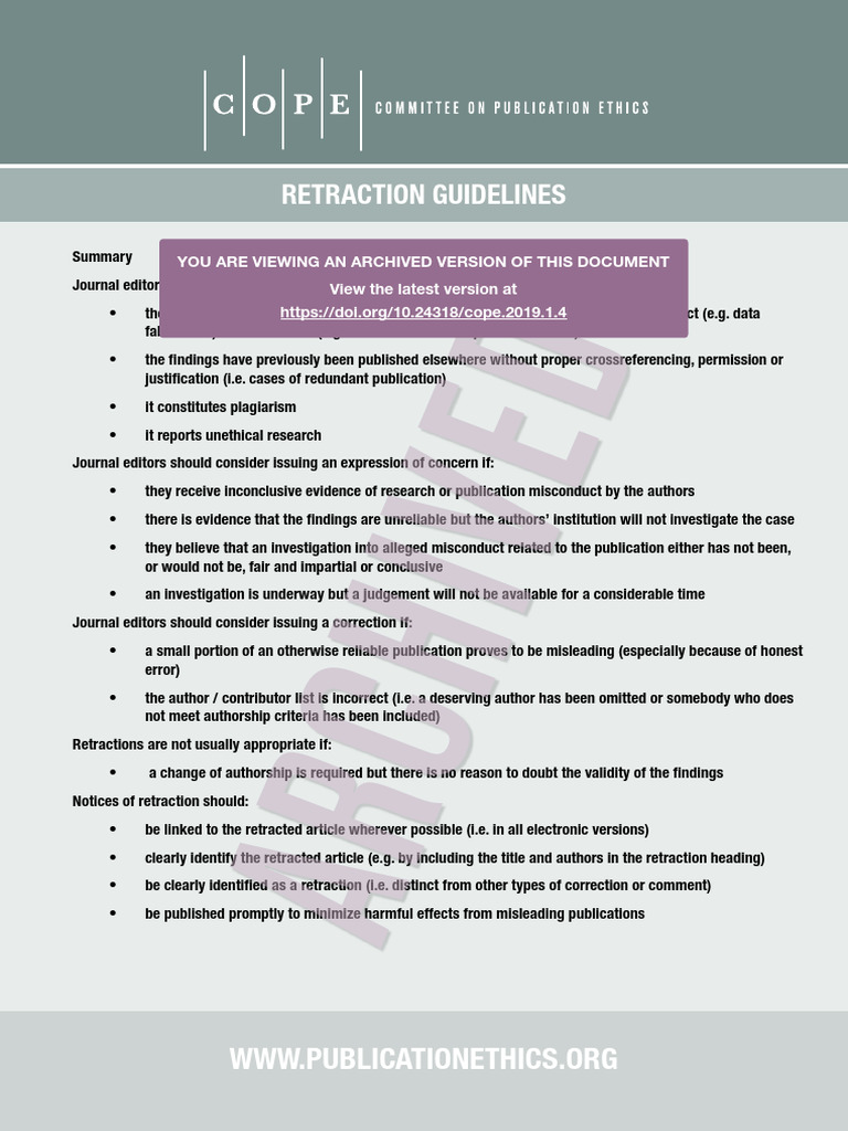 Retraction Guidelines | PDF | Digital Object Identifier | Plagiarism