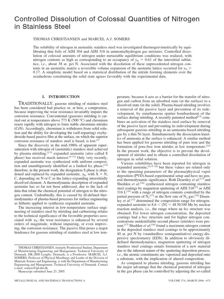 Controlled Dissolution of Colossal Quantities of Nitrogen in Stainless ...