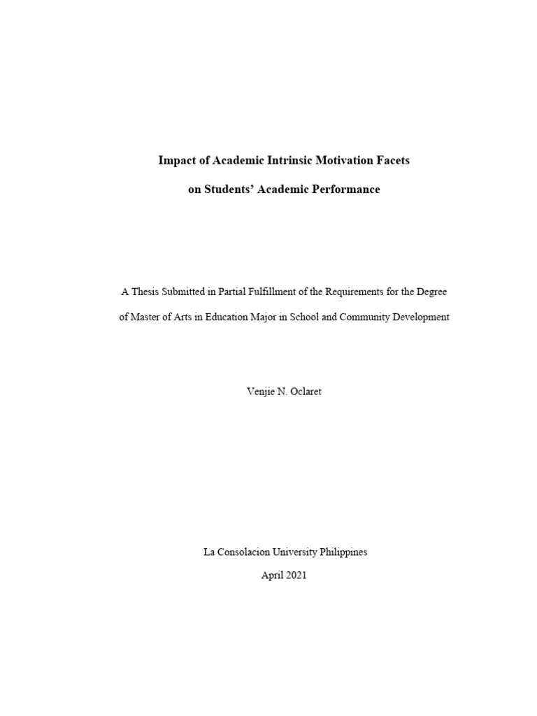 Intrinsic Motivation's Impact on Grades | PDF | Motivational | Motivation
