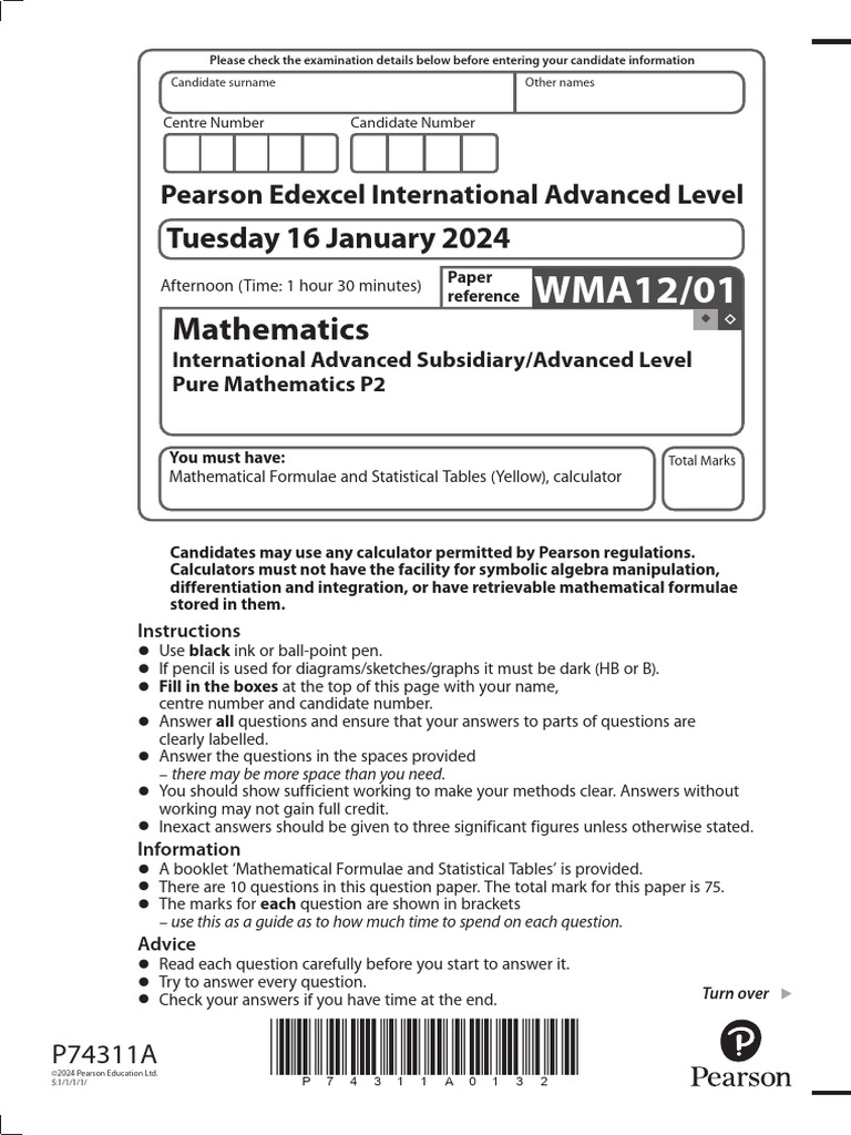 Wma12 01 Que 20240117 | PDF | Mathematics | Asymptote