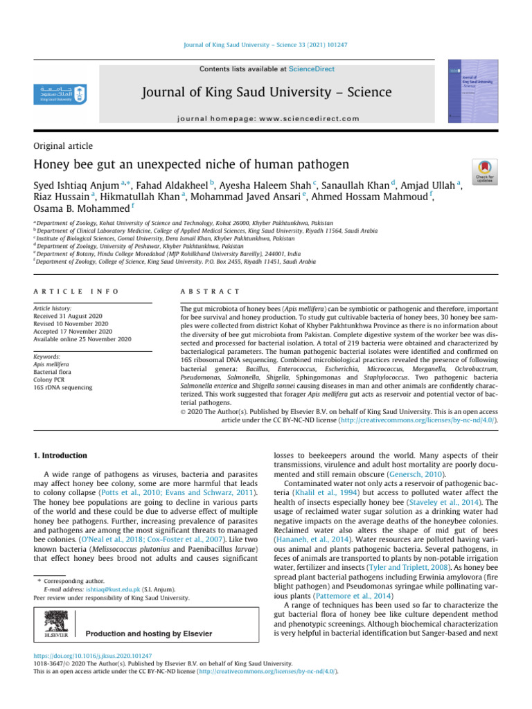 Honey Bee Gut An Unexpected Niche of Human Pathogen | PDF | Honey Bee | Salmonella
