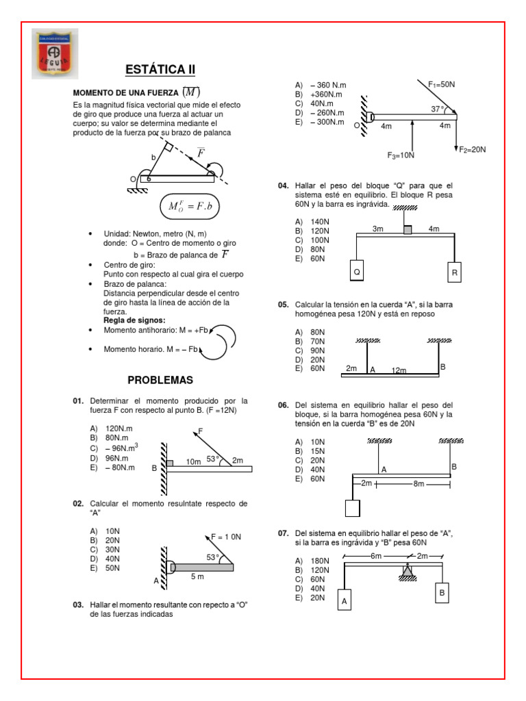 Estática Ii | PDF | Fuerza | Esfuerzo de torsión
