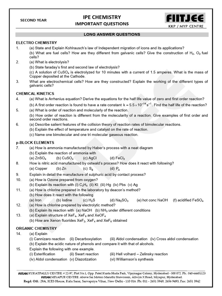 Senior Chemistry Ipe Imp Q.bank 2024 | PDF | Reaction Rate | Colloid