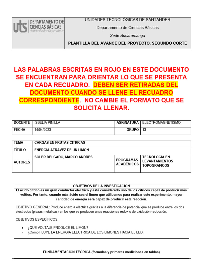 Plantilla Avance Del Segundo Corte | PDF | Electrón | Cobre