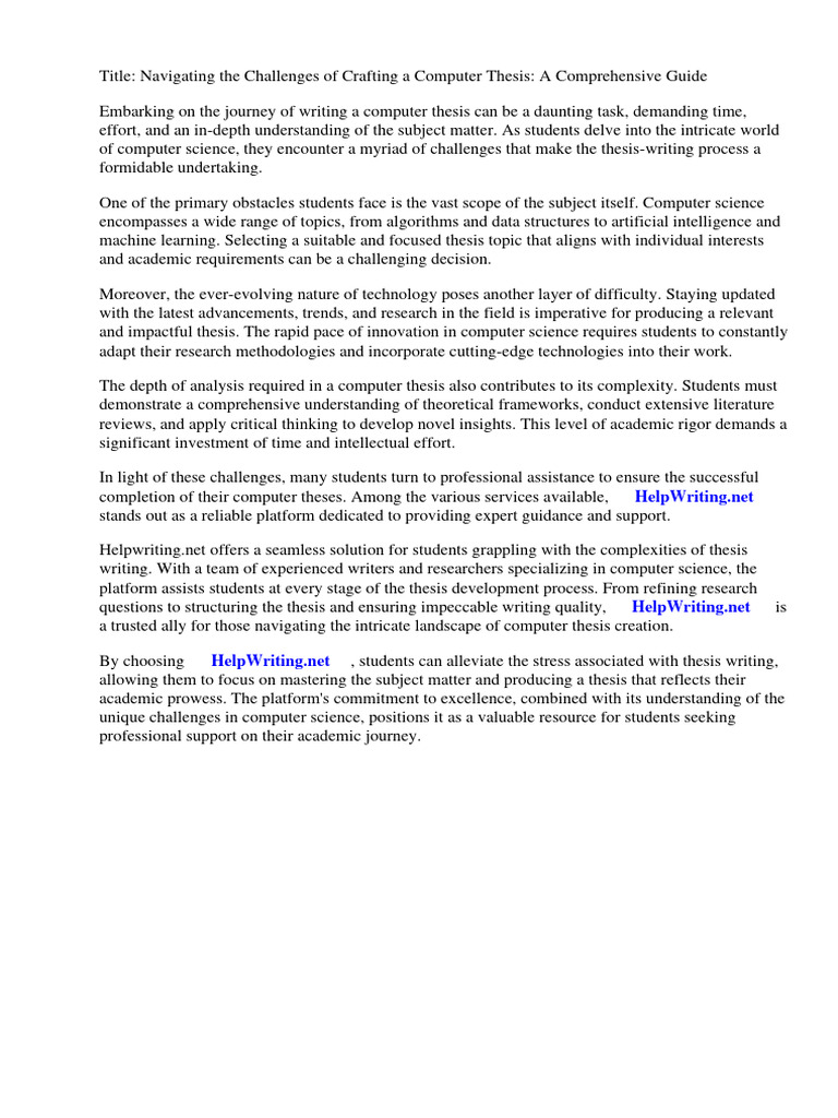 Computer Thesis Sample | PDF | Computing | Cloud Computing