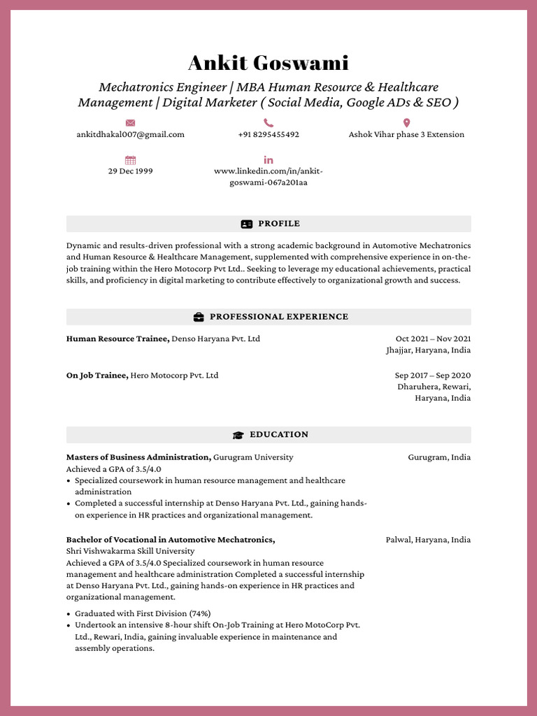 Ankit Goswami FlowCV Resume 2024 | PDF | Career & Growth | Business