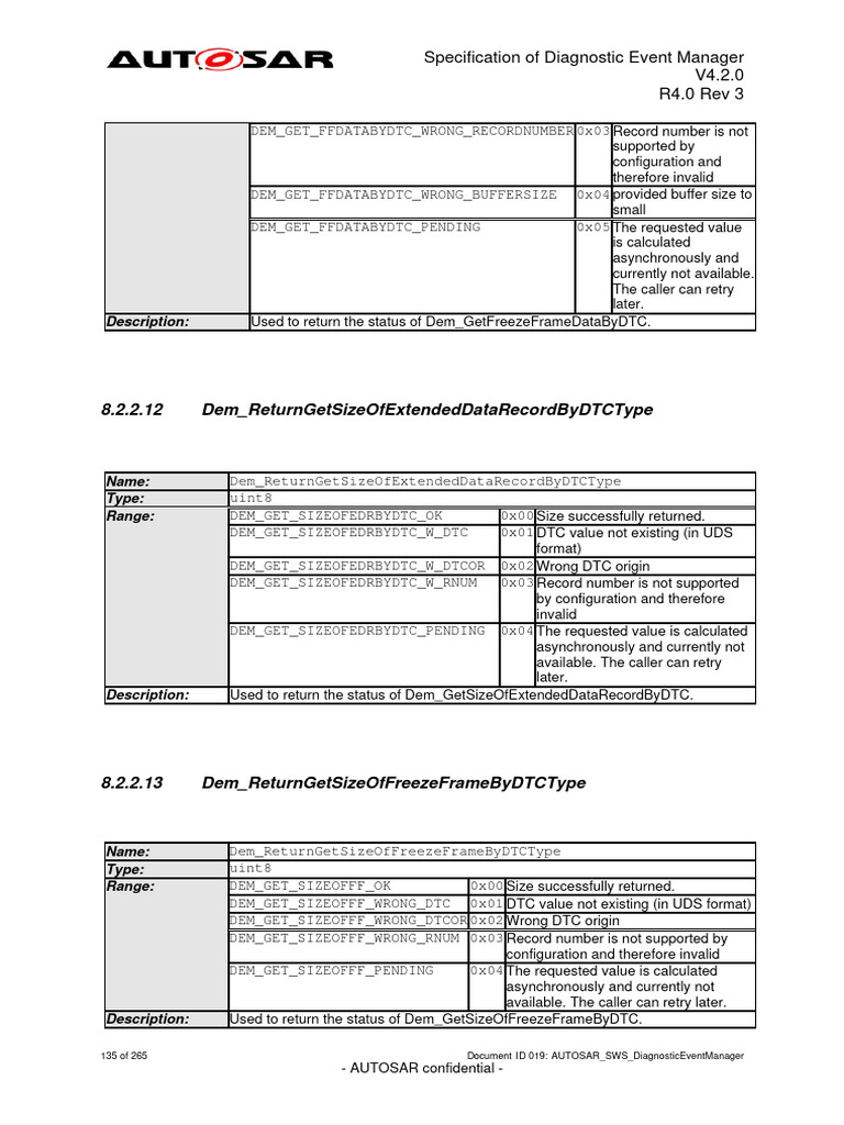 AUTOSAR SWS DiagnosticEventManager-已解锁 135-140 | PDF | Computer Programming | Computing