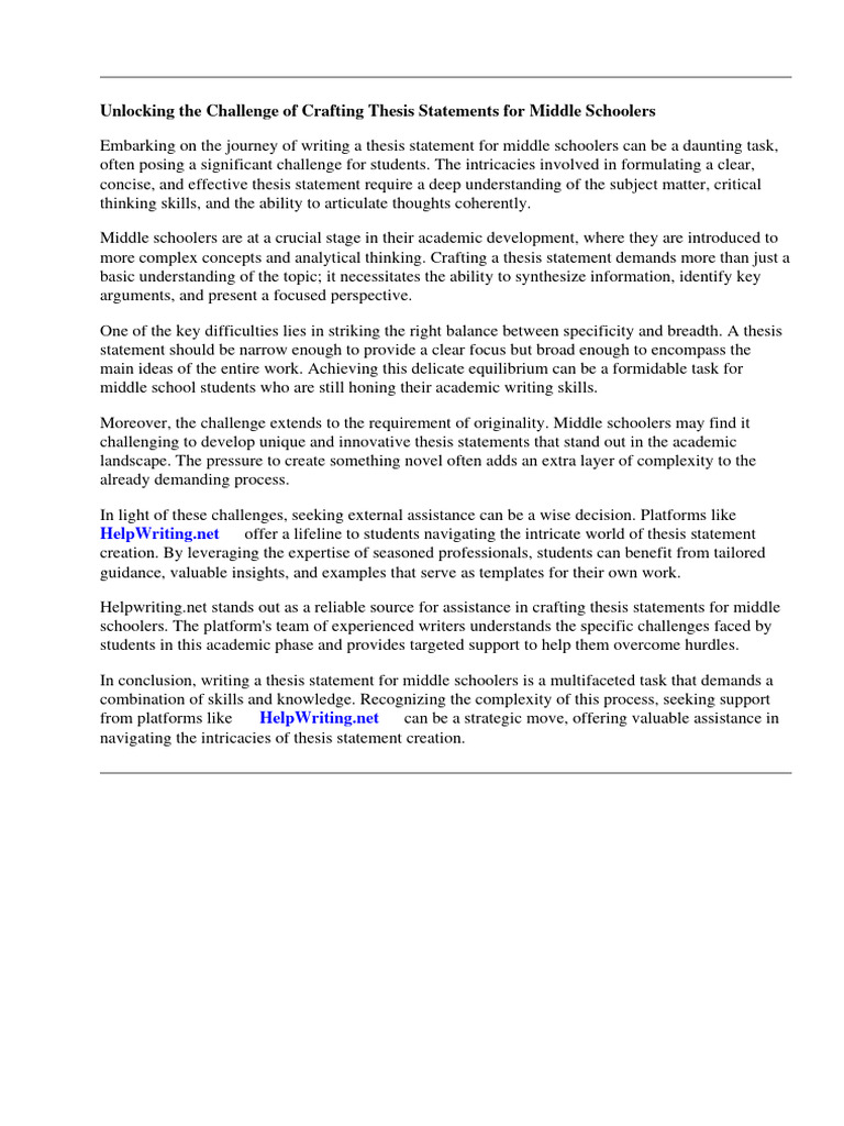 Crafting Thesis Statements for Middle School | PDF | Essays | Thesis