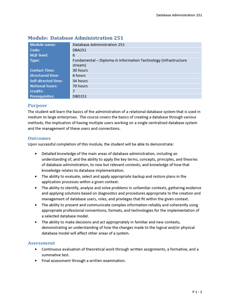 Database Administration 251 DBA251 | PDF | Databases | Conceptual Model