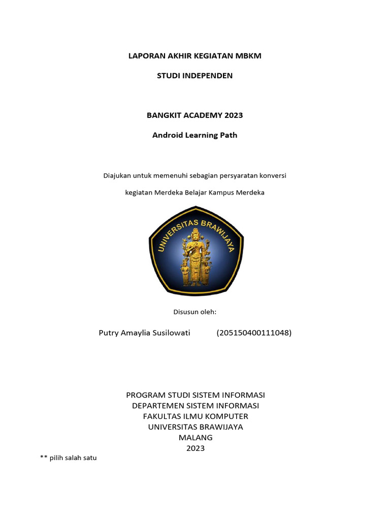 Laporan Akhir - Bangkit Academy - 205150400111048 - Putry Amaylia Susilowati | PDF
