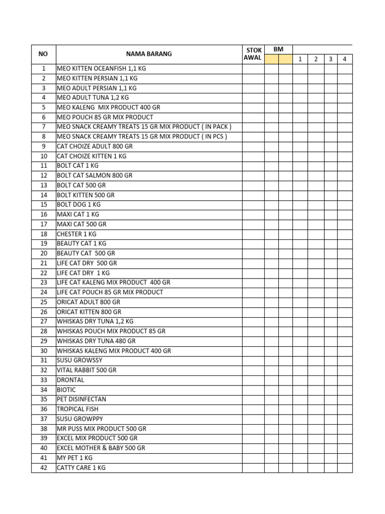 Format Rekap Barang | PDF | Environmental Social Science | Felids