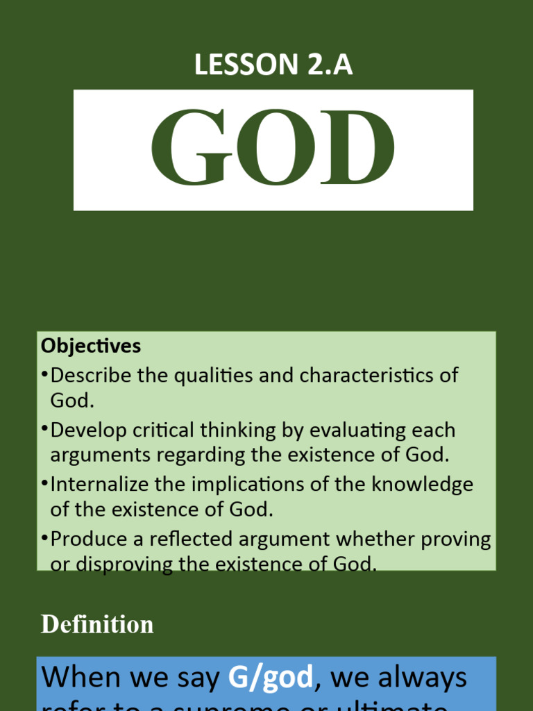 Lesson 2.1 God | PDF | God | Omniscience