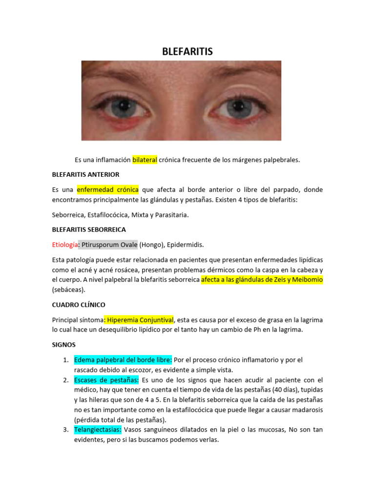 BLEFARITIS (Oftalmología) | PDF | Medicina CLINICA | Especialidades Medicas
