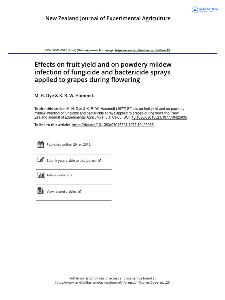 Effects on fruit yield and on powdery mildew infection of fungicide and ...