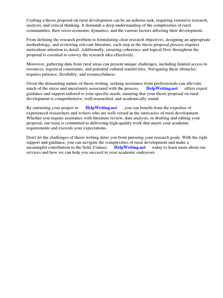 Thesis Proposal On Rural Development | PDF | Poverty | Poverty ...
