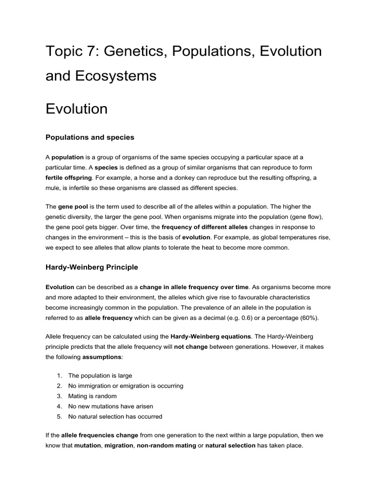 Topic 7 Evolution | PDF | Evolution | Natural Selection