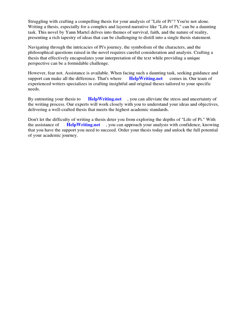 Life of Pi Thesis Question | PDF