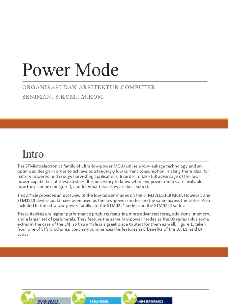 Power Mode | PDF | Microcontroller | Central Processing Unit