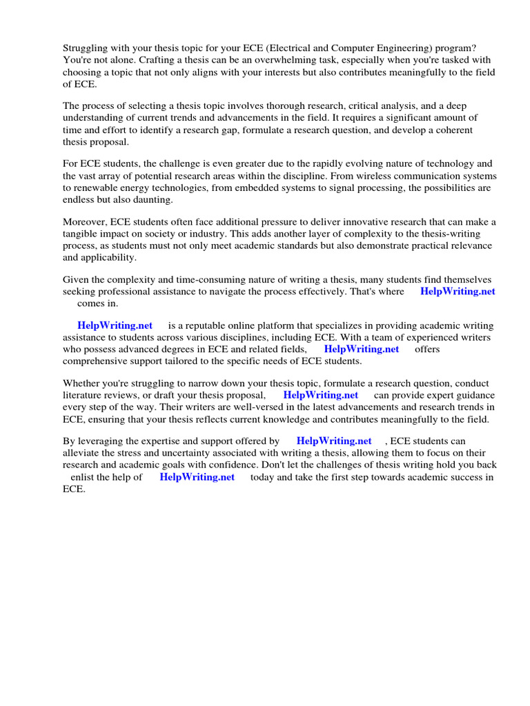 Thesis Topics For Ece Students | PDF | Electronic Engineering | Thesis