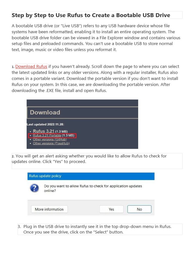 Create Bootable USB with Rufus Guide | PDF | Usb Flash Drive | Booting